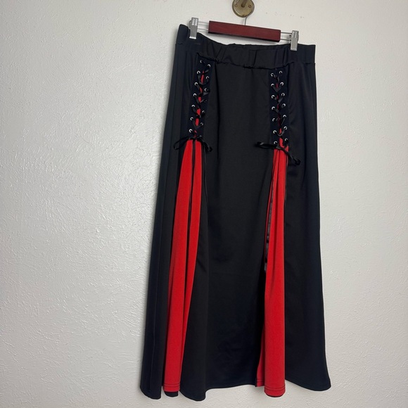 Skirts | Goth Vampire Lace Up Black And Red Skirt | Poshmark